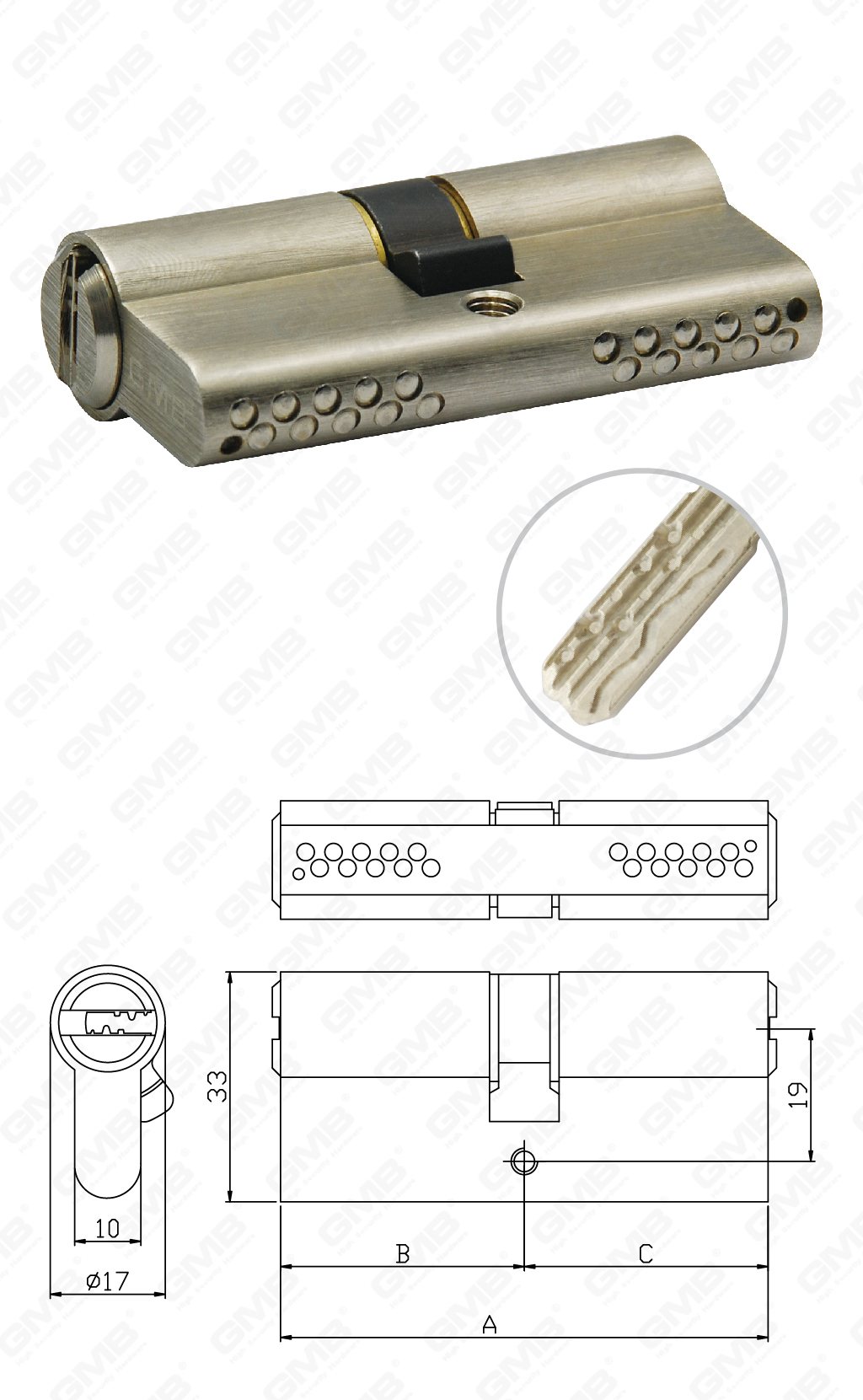 High security cylinder with snake key way Classic High Security ...