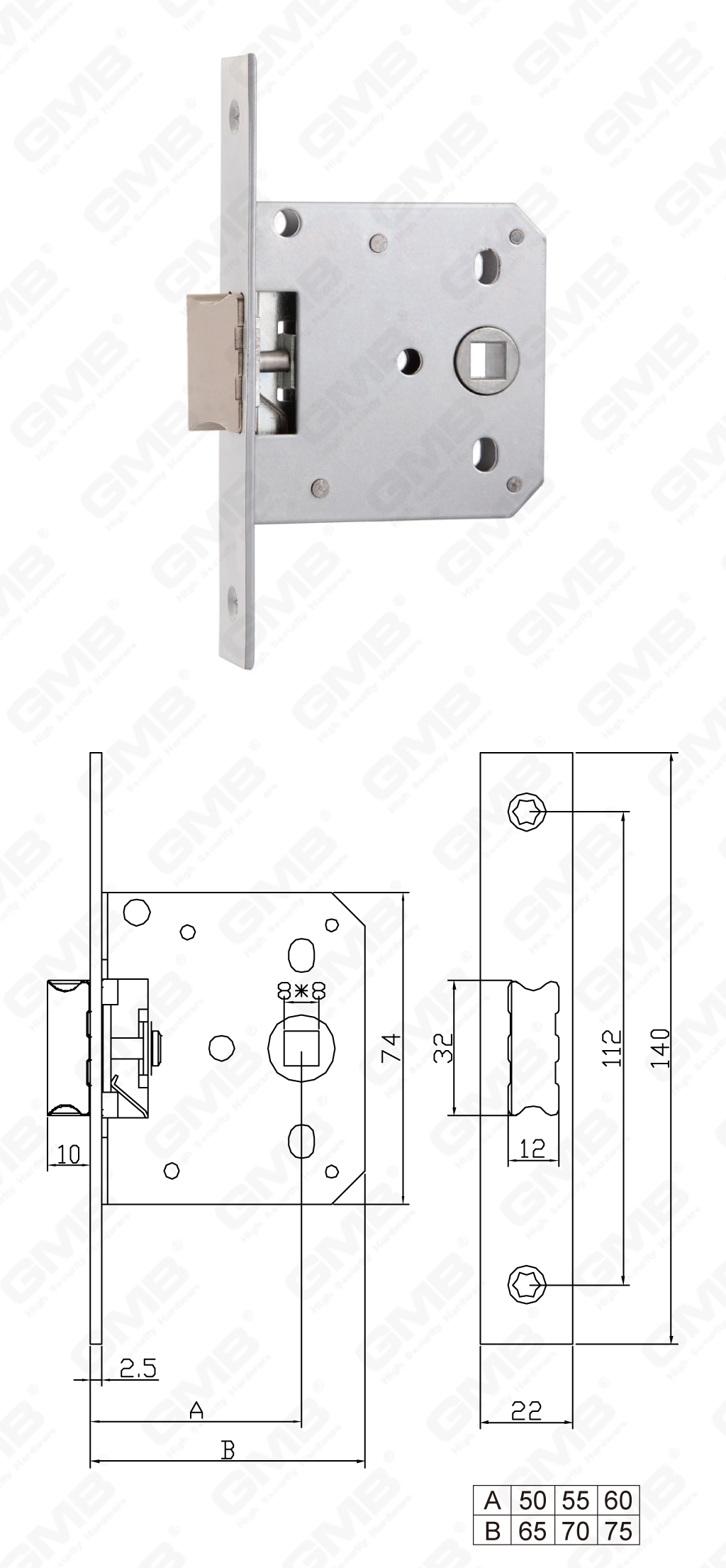 High Security Mortise Door Lock Zamak latch Steel Forend Lock Body (LB ...